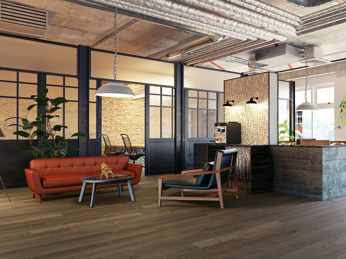 Charcoal distressed reclaimed wood look in engineered hardwood floors ...